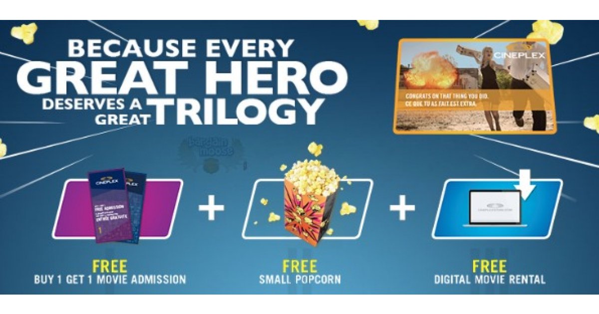 Cineplex Canada: 3 Free Gifts with $30 Gift Card Purchase