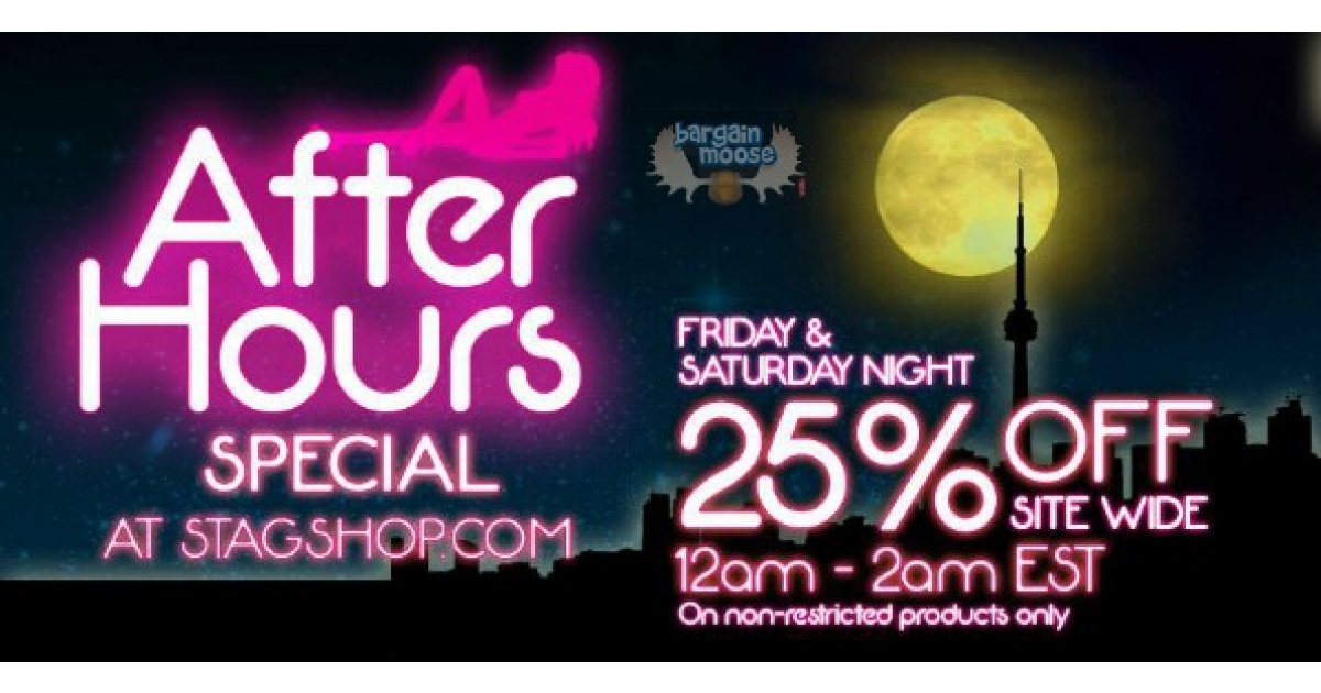 Stag Shop Canada: After Hours Sale With 25% Off Everything (18+)