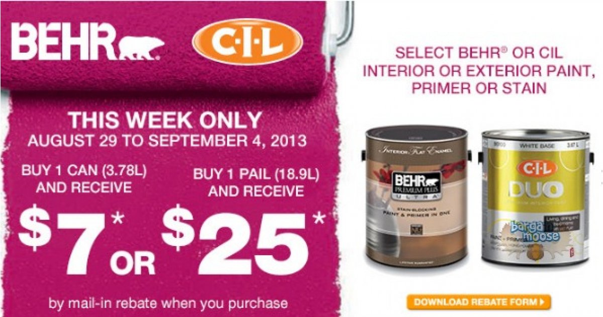 Home Depot Canada: Up To $25 Rebate On BEHR & CIL Paint/Primer/Stain