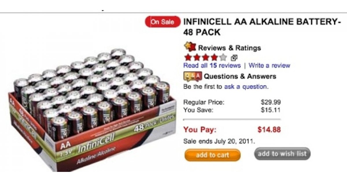 The Source Canada: 50% Off Infinicell AA and AAA Batteries