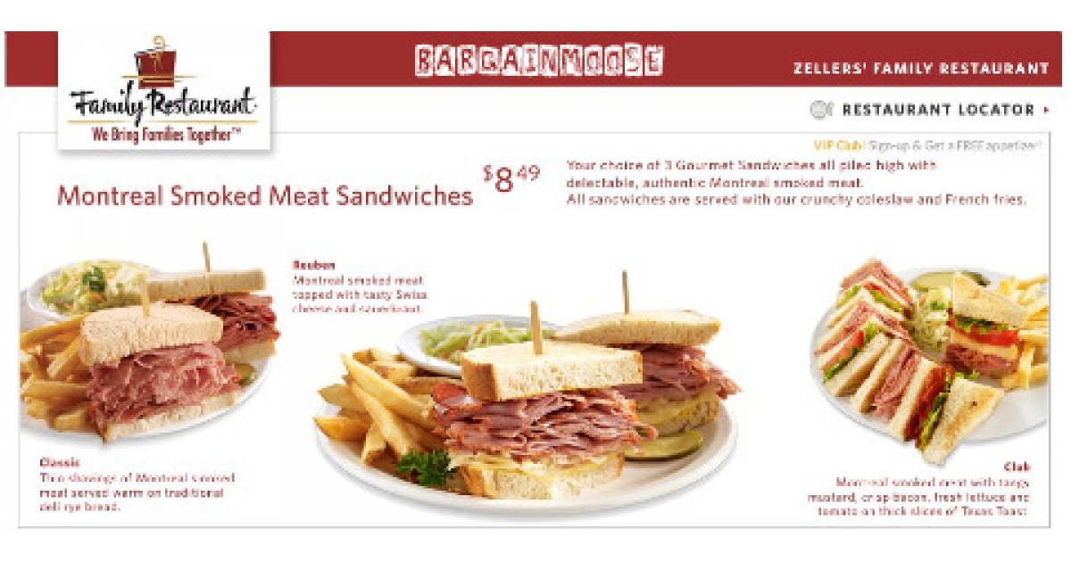Canadian Freebies: Free Appetizer at Zellers Restaurants