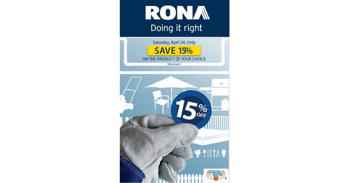 Rona Canada: Save 15% April 24 Only