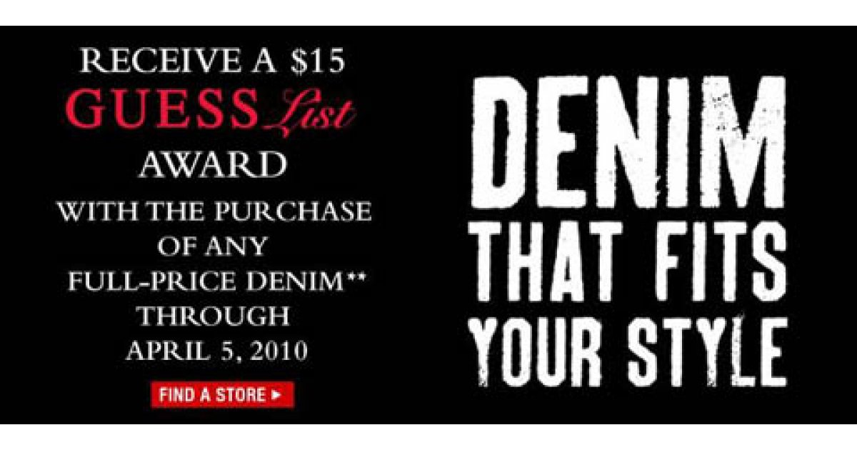 Guess Canada $15 Guess List Award With Purchase