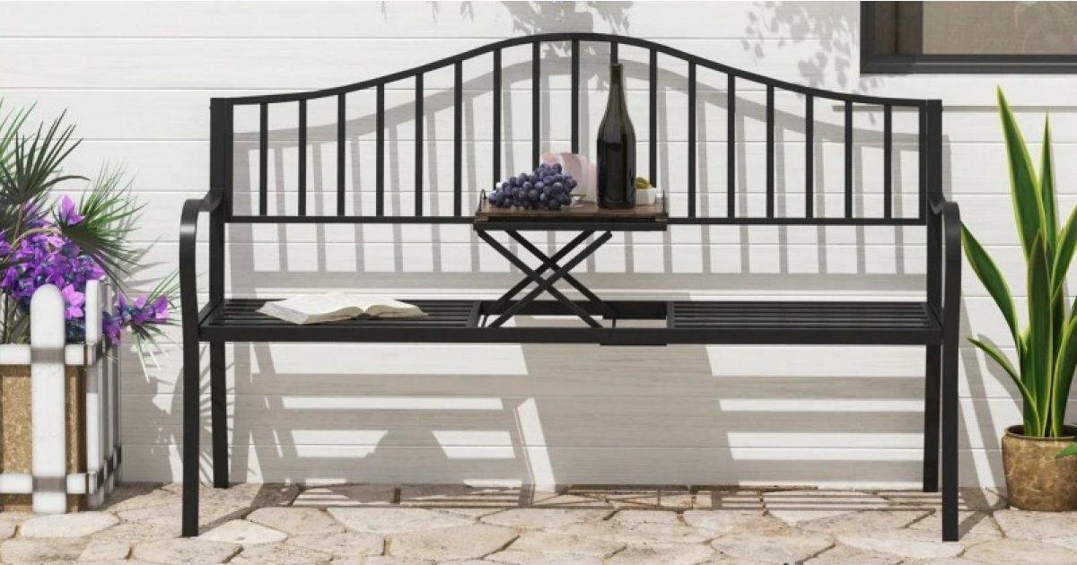 48% off Outsunny Outdoor Bench with Retractable Middle Table - now $105 ...