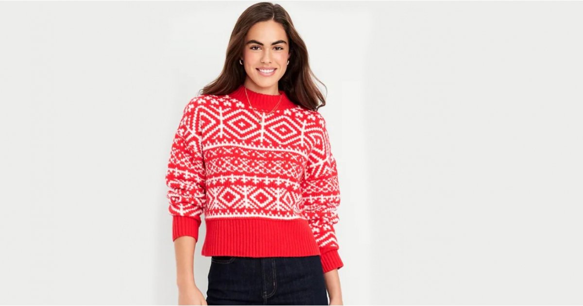50% off SoSoft Mock-Neck Fair Isle Christmas Sweater - Now $27.49 at ...